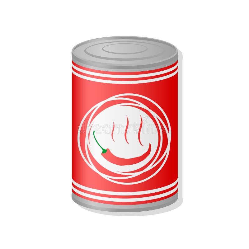 Spicy chilli in metal can stock vector. Illustration of steel - 80482110