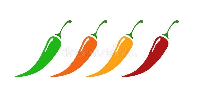 Spicy Chilli Pepper Set Different Level Stock Vector - Illustration of ...