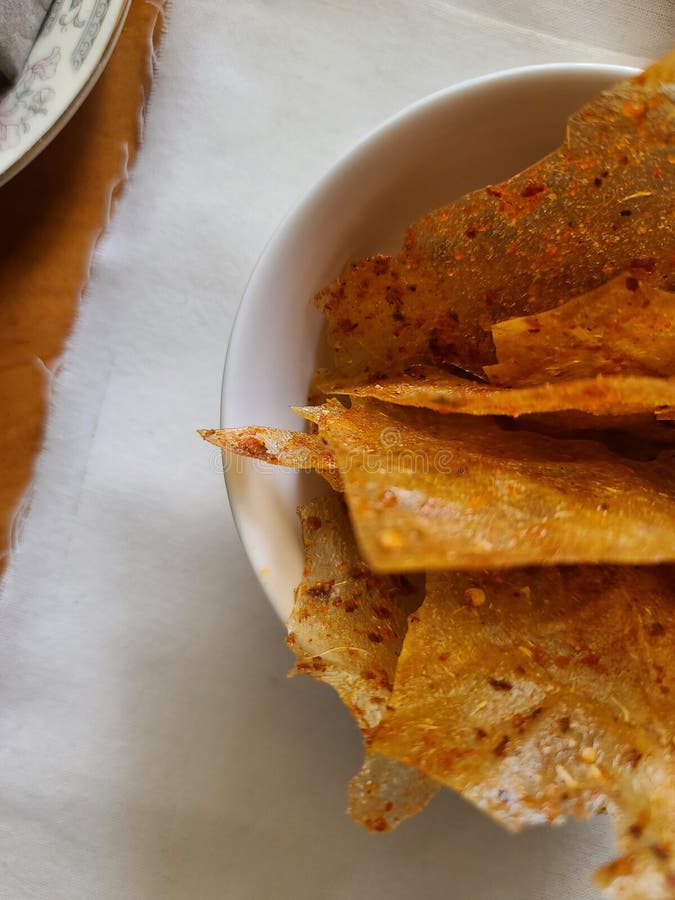 Spicy Chips in a White Bowl Photography Stock Image - Image of angle ...