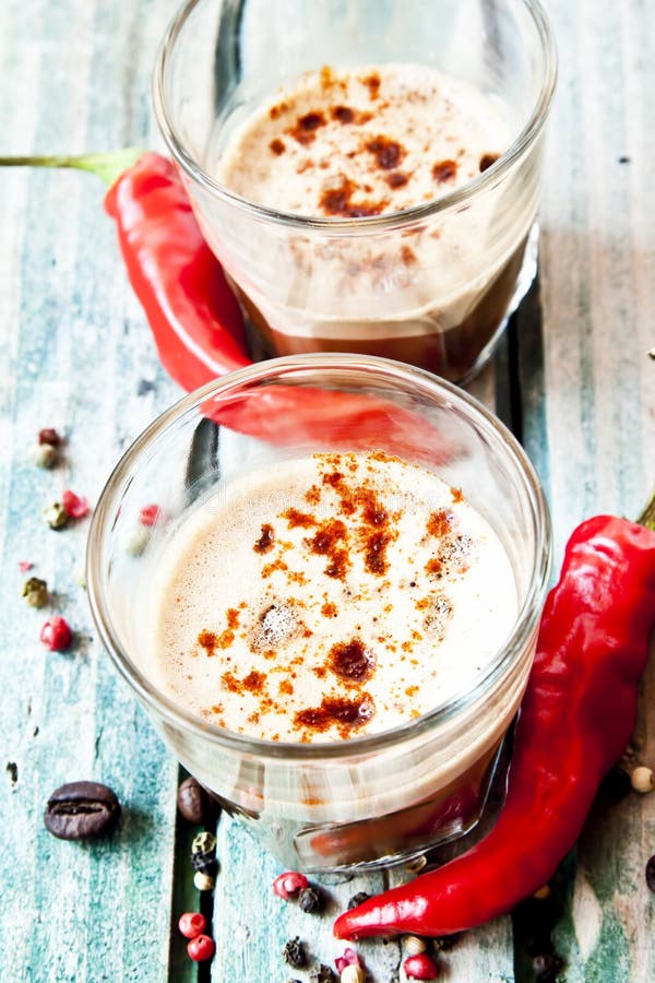 Spicy Coffee with Chili Peppers Stock Image - Image of flavoring, drink ...