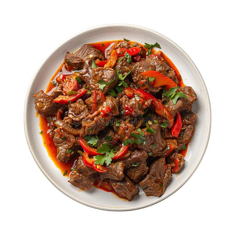 Spicy Cooked Beef in a Plate on Transparent Background - Ai Generated ...