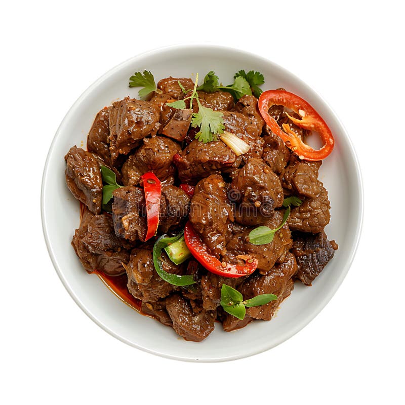 Spicy Cooked Beef in a Plate on Transparent Background - Ai Generated ...