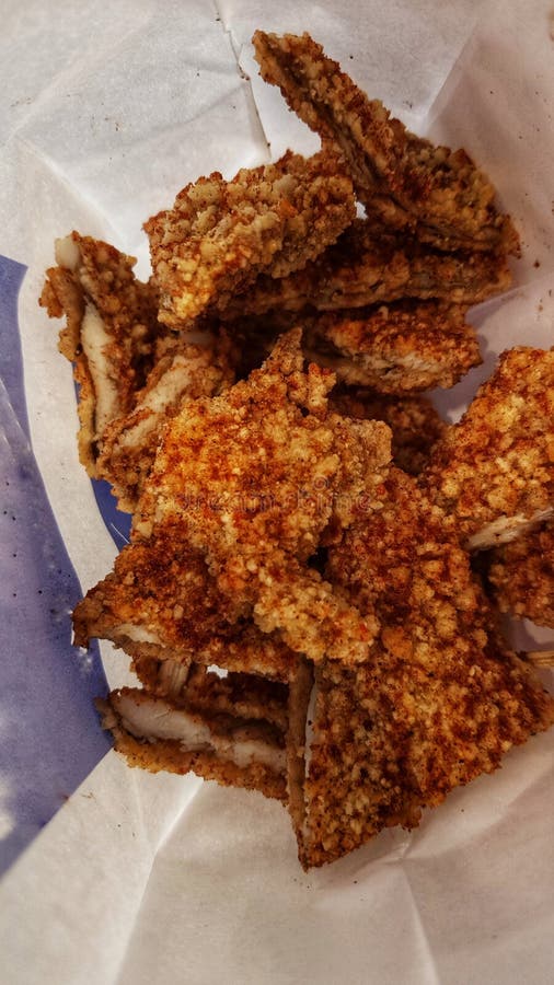 Spicy and Crispy Fried Chicken Filet Inside White Paper Bag Stock Image ...