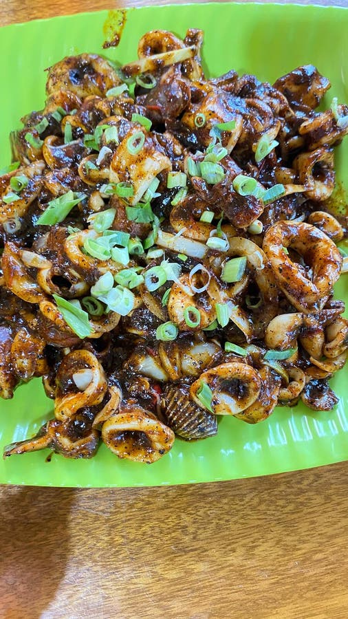 Spicy and Delicious Black Squid Stock Photo - Image of invertebrate ...