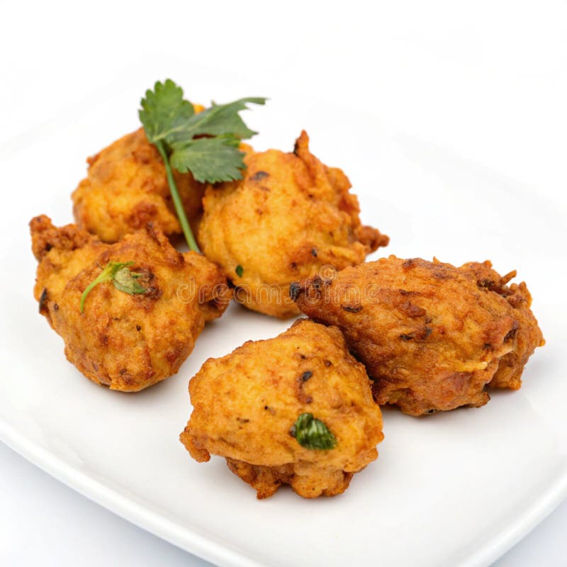 Spicy and Delicious Pakora Isolated on White Background Stock ...