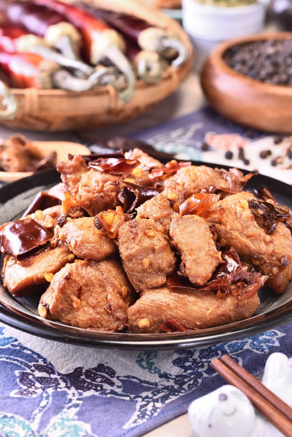 Spicy diced chicken stock photo. Image of lunch, cooking - 233749618