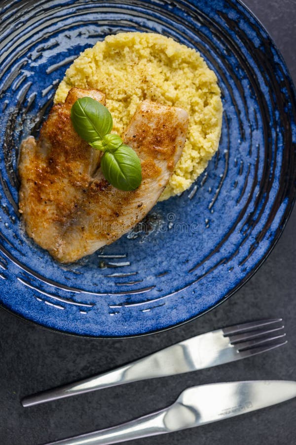 Spicy Fillet of White Cod with Couscous Stock Image - Image of food ...