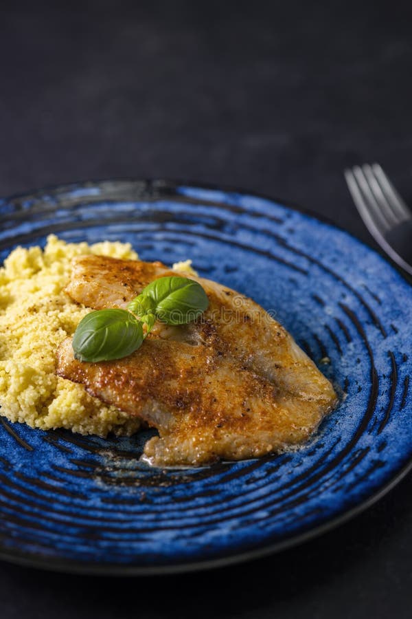 Spicy Fillet of White Cod with Couscous Stock Image - Image of grilled ...