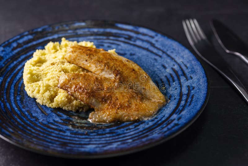 Spicy Fillet of White Cod with Couscous Stock Photo - Image of cuisine ...