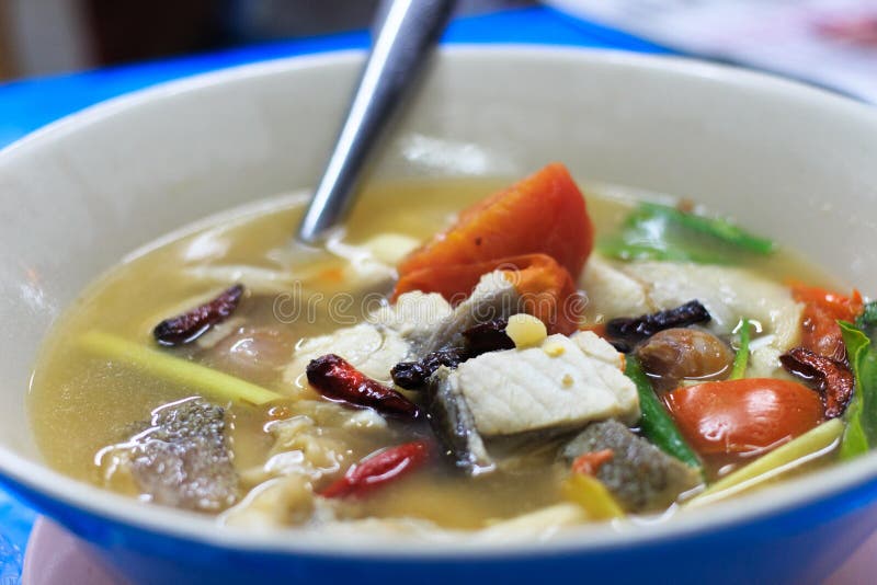 Spicy fish soup stock photo. Image of eating, bolw, herbal - 51436808