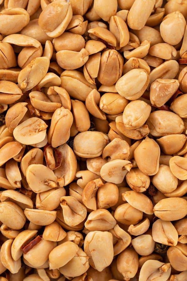 Spicy Flavored Peanut Kernel Spilling on White Table Background Stock ...
