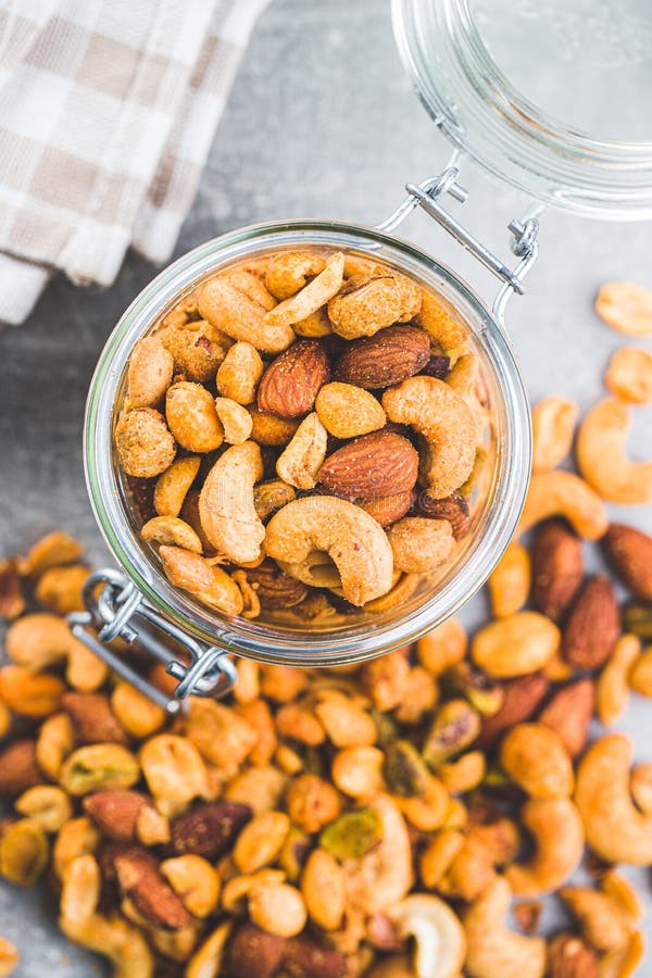 Spicy Flavoured Nuts. Mix of Nuts Stock Photo - Image of cashew, almond ...