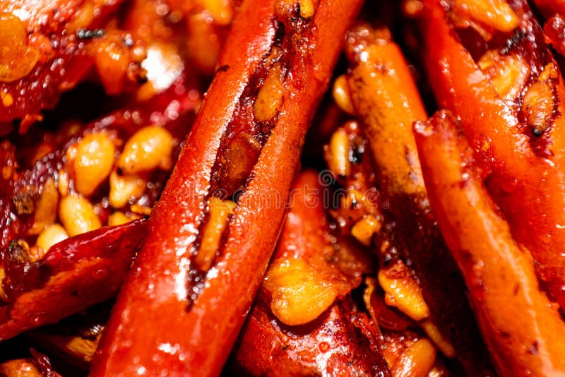 Spicy Fried Chili Macro with Seed Stock Image - Image of fried, herb ...