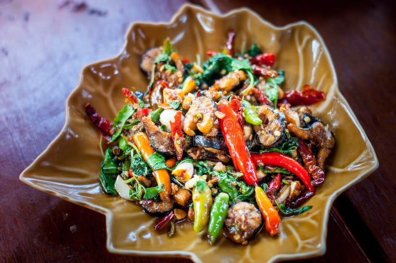 Spicy fried eel stock photo. Image of spicy, garlic, thai - 71326248