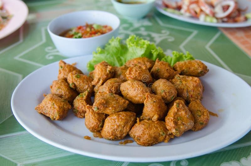 Spicy fried fish ball stock photo. Image of pork, crispy - 20261746