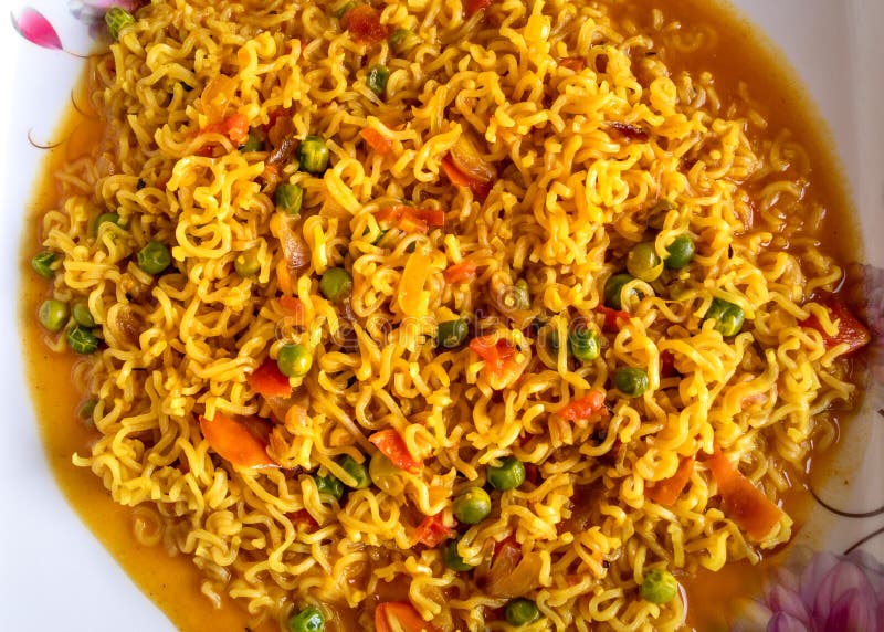 Spicy Fried Instant Noodles (Maggi Noodles),close-up Stock Photo ...