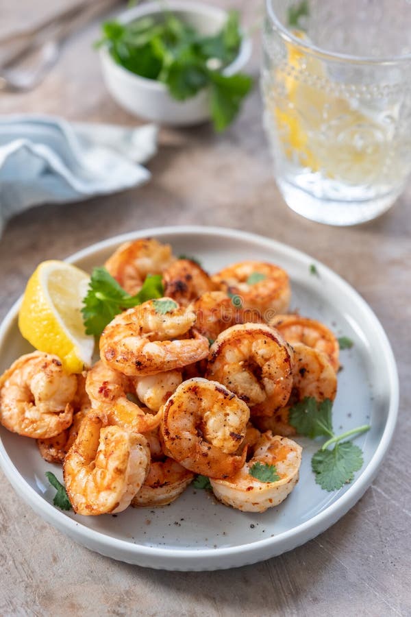 Spicy Garlic Chilli Prawns Shrimps Stock Photo - Image of kitchen ...