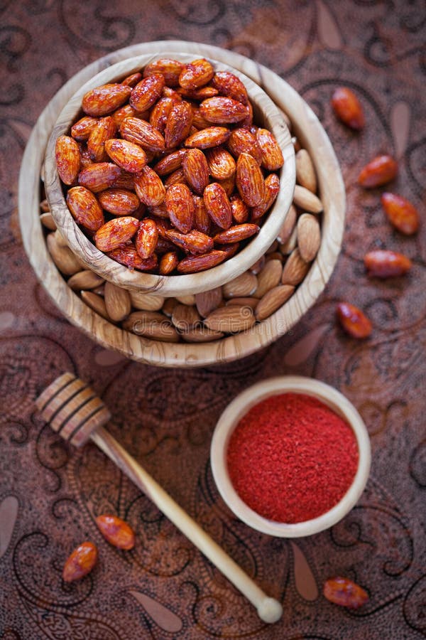Spicy glazed almonds stock photo. Image of full, ingredient - 22474284