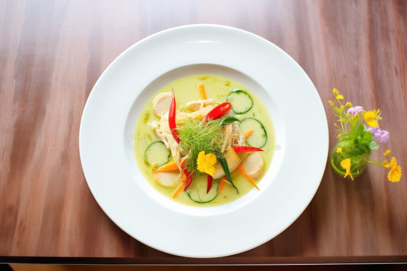 Spicy Green Curry Level Indicated on a Menu Card Stock Image - Image of ...