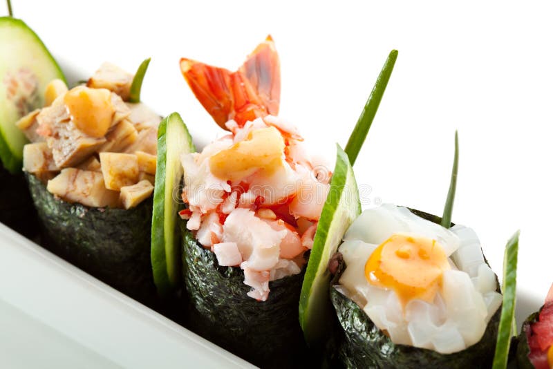 Spicy Gunkan stock image. Image of nori, fish, isolated - 15035941