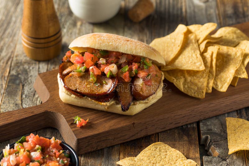 Spicy Homemade Chorizo Sandwich Stock Image - Image of salsa, delicious ...