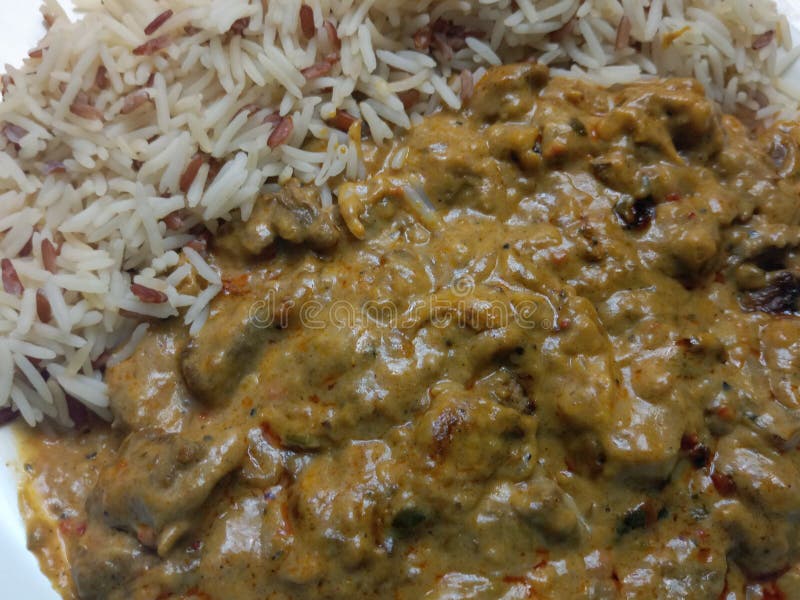 Spicy Hot Curry and Fluffy White Rice Stock Photo - Image of white ...