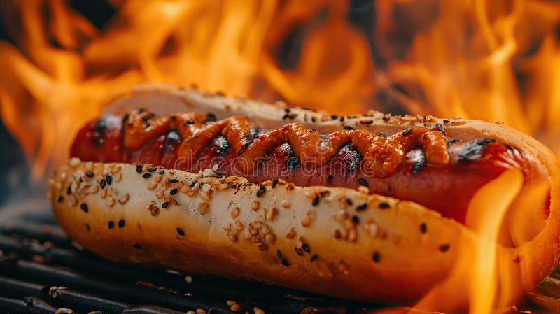 Spicy Hot Dog on Fire stock photo. Image of spicy, party - 306016500