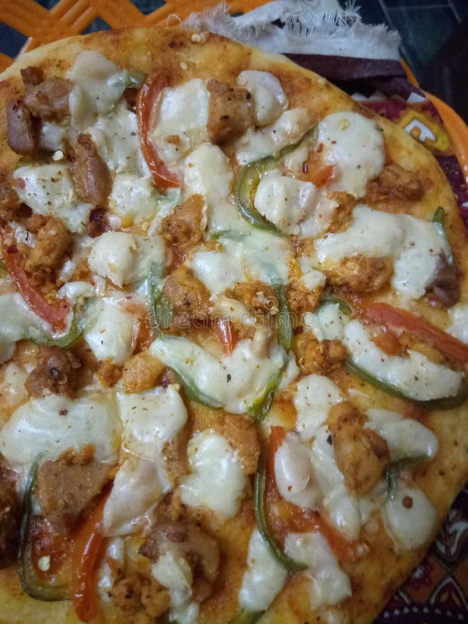 Spicy Hot Pizza with a Lot of Pizza Cheese Stock Photo - Image of ...