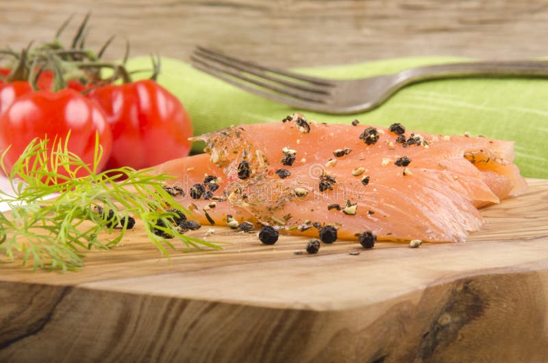 Spicy Irish Wild Salmon with Pepper and Dill Stock Image - Image of ...