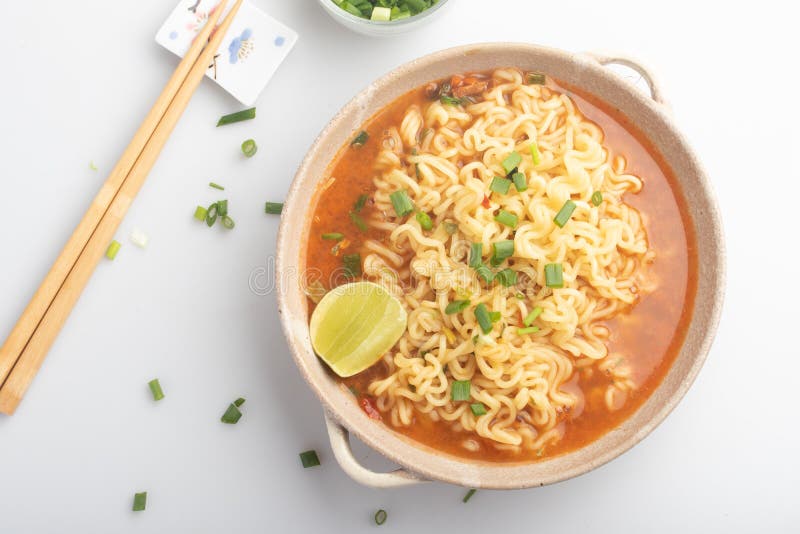 Spicy Korean Instant Noodles in a Cup Stock Image - Image of onion ...
