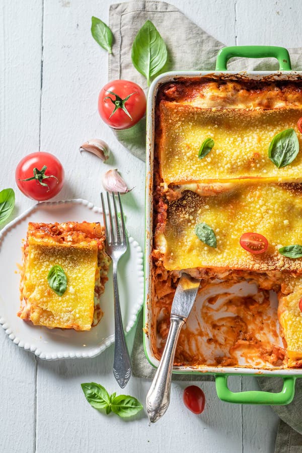 Spicy Lasagna Made With Bechamel Sauce And Bolognese Stock Image ...