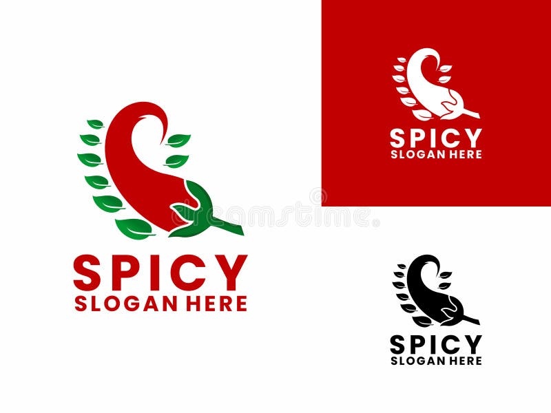 Spicy with Leaf Logo Design Vector. Red Chili Pepper Logo Design ...