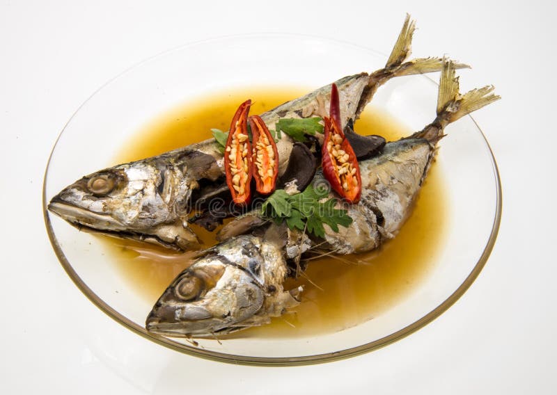 Spicy Mackerel in Sweet Black Sauce (Pla Tu Tom Khem). Stock Photo ...