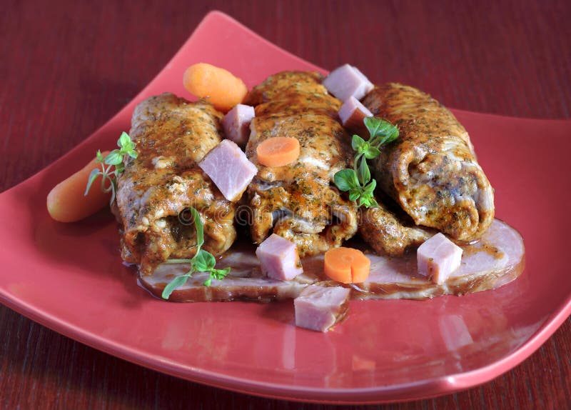 Spicy meat rolls stock photo. Image of garnished, food - 24241832