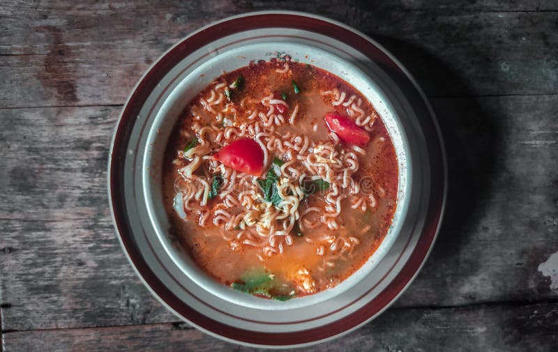 Spicy mie in the bowl stock image. Image of fish, curry - 224767535