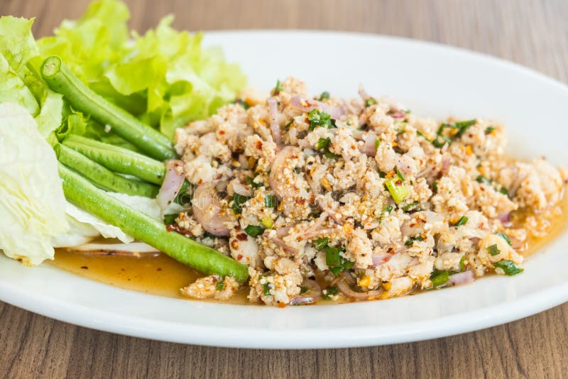 Spicy minced chicken salad stock image. Image of minced - 92783611
