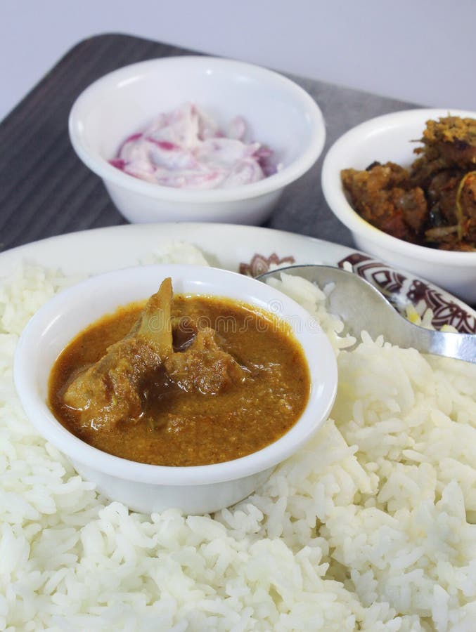 Spicy Mutton Curry with Rice Stock Photo - Image of lunch, service ...