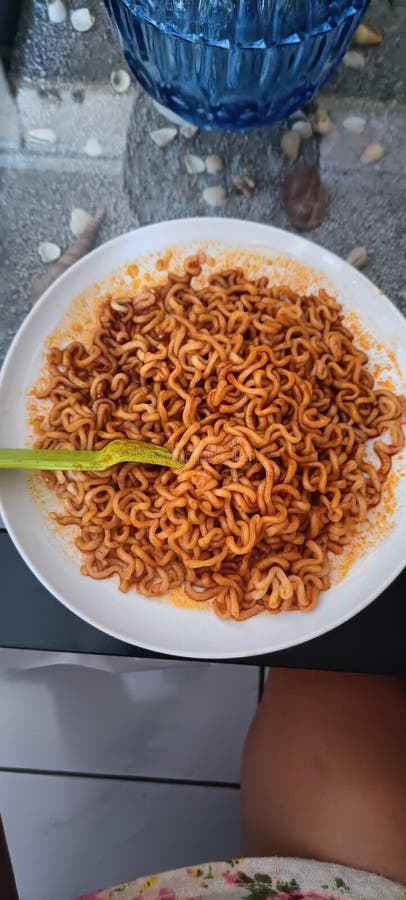 Spicy Noddle with Devil Chili Hot Stock Photo - Image of devil, spicy ...