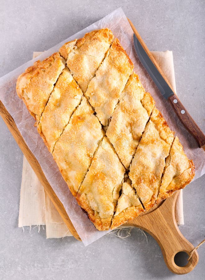 Spicy Pear and Raisin Pie, Sliced Stock Photo - Image of treat ...