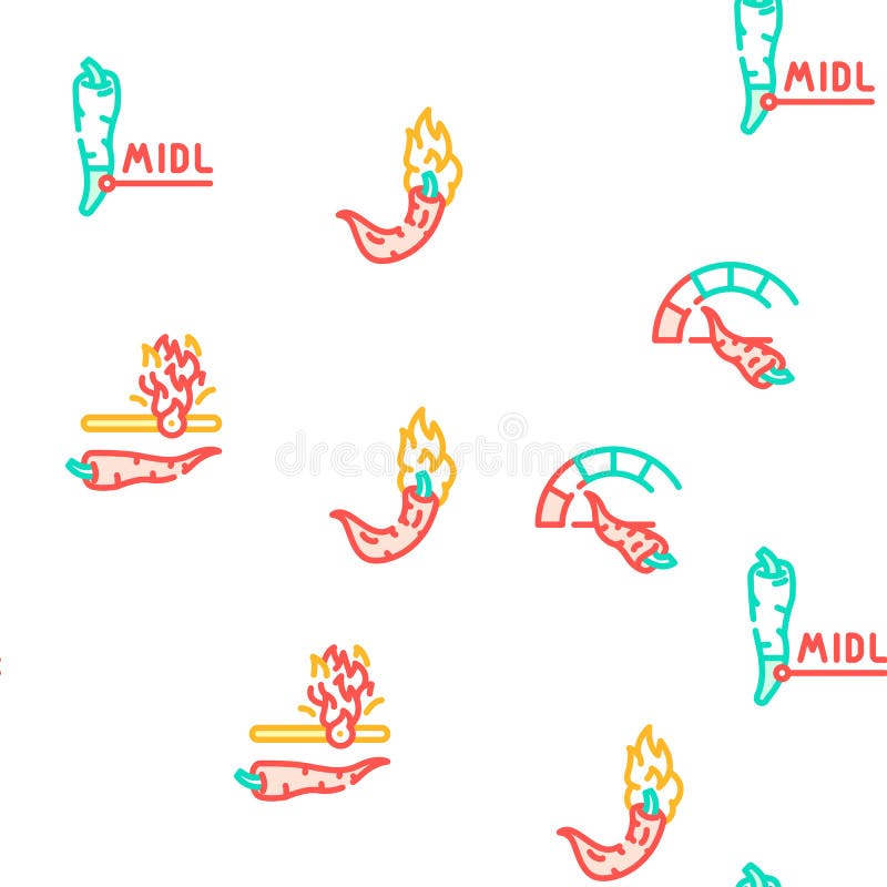 Spicy Pepper Different Scale Icons Set Vector Stock Vector ...