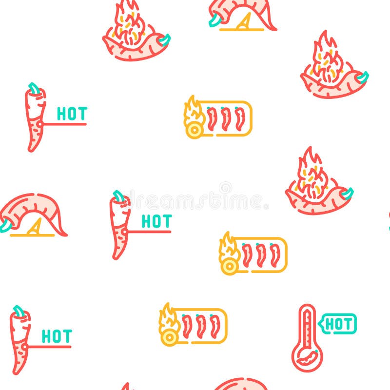 Spicy Pepper Different Scale Icons Set Vector Stock Illustration ...