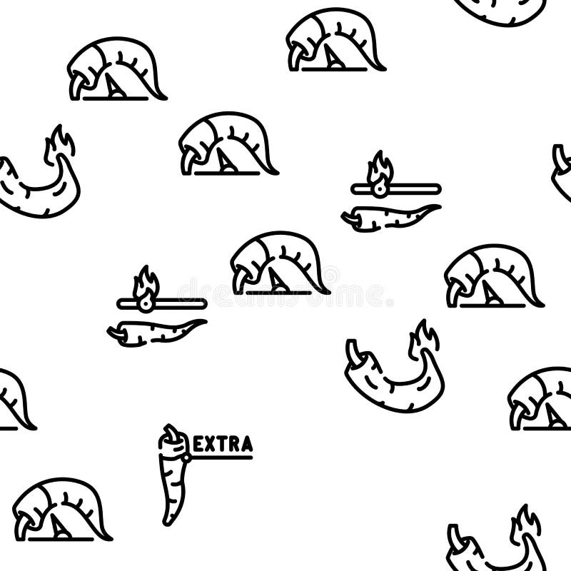 Spicy Pepper Different Scale Vector Seamless Pattern Stock Vector ...