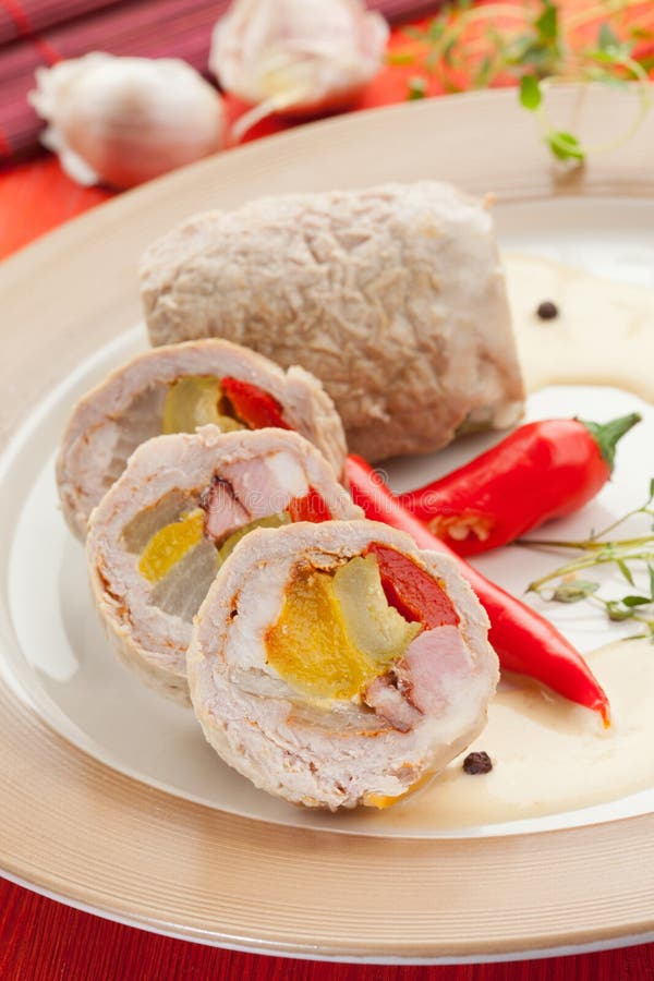 Spicy pork rolls stock photo. Image of dinner, pork, austrian - 27110092
