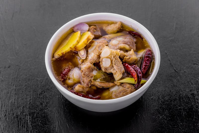 Spicy Pork Spare Rib Soup with Herbs Stock Image - Image of herb, soup ...