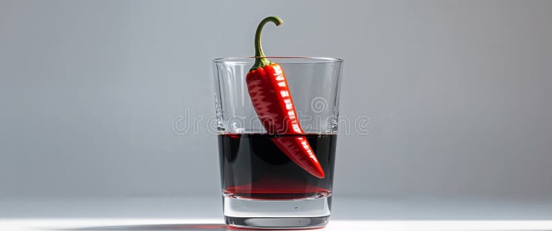 Spicy Red Chili Pepper in Glass of Dark Liquid Stock Photo - Image of ...