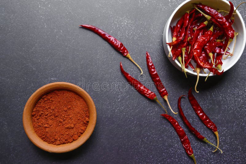 Spicy Red Chilli Powder With Super Chilli Background Stock Image ...