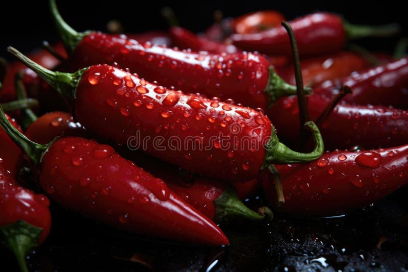 Spicy Red Vegetables Red on the Dark Stock Illustration - Illustration ...
