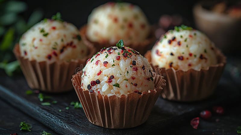 Spicy Rice Balls, Dark Background, Food Styling, Appetizer Stock ...