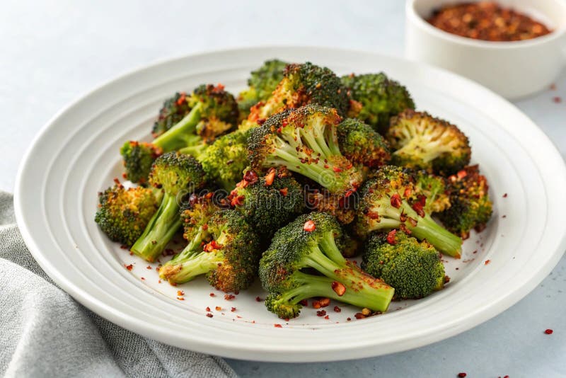 Spicy Roasted Broccoli Florets Stock Illustration - Illustration of ...