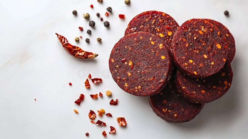 Spicy, Round, Meat-like Snacks Stock Illustration - Illustration of ...